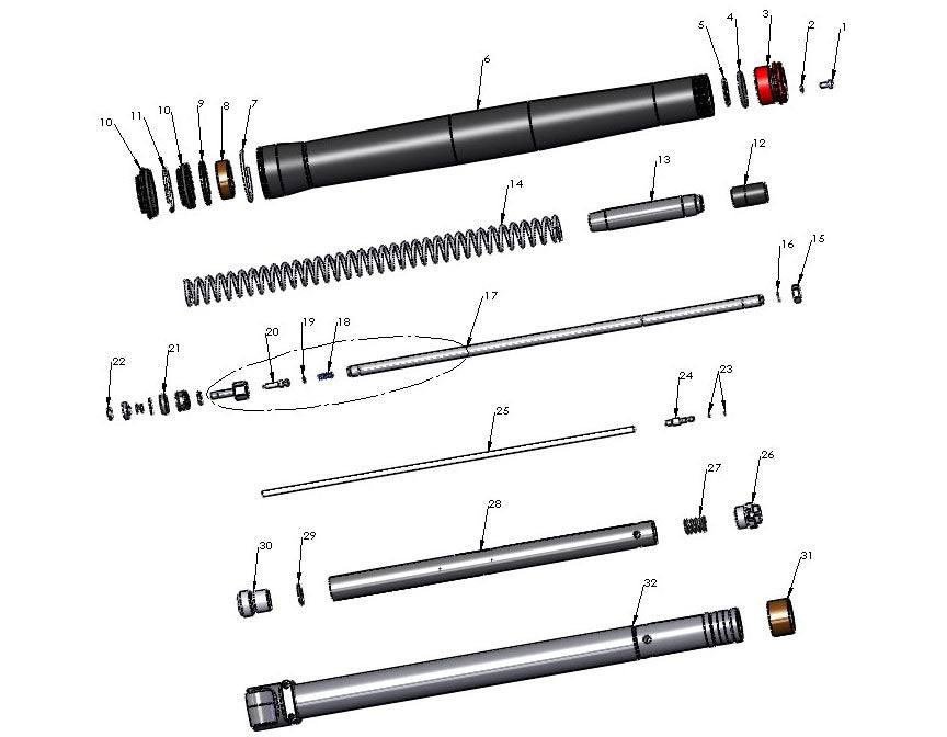 2017 CX50 - FORK - LEG ASSEMBLY - NON-BRAKE SIDE (FWE/SR) – Carolina Cobra